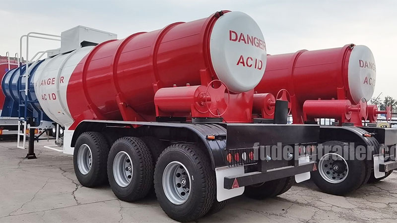 FUDENG 21KL Sulphurica Acid Trailer | 31T Concentrated Sulfuric Acid Road Tanker