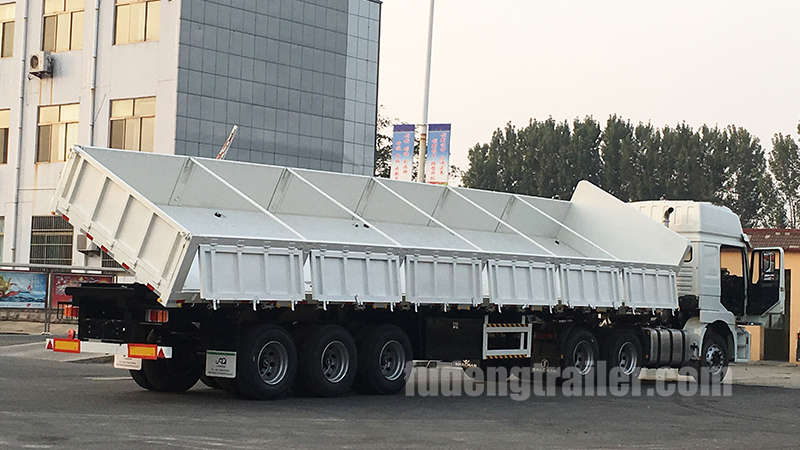 60T 80T Tipping Trailers, Side Tippers for Coal Transport - FUDENG TRAILER
